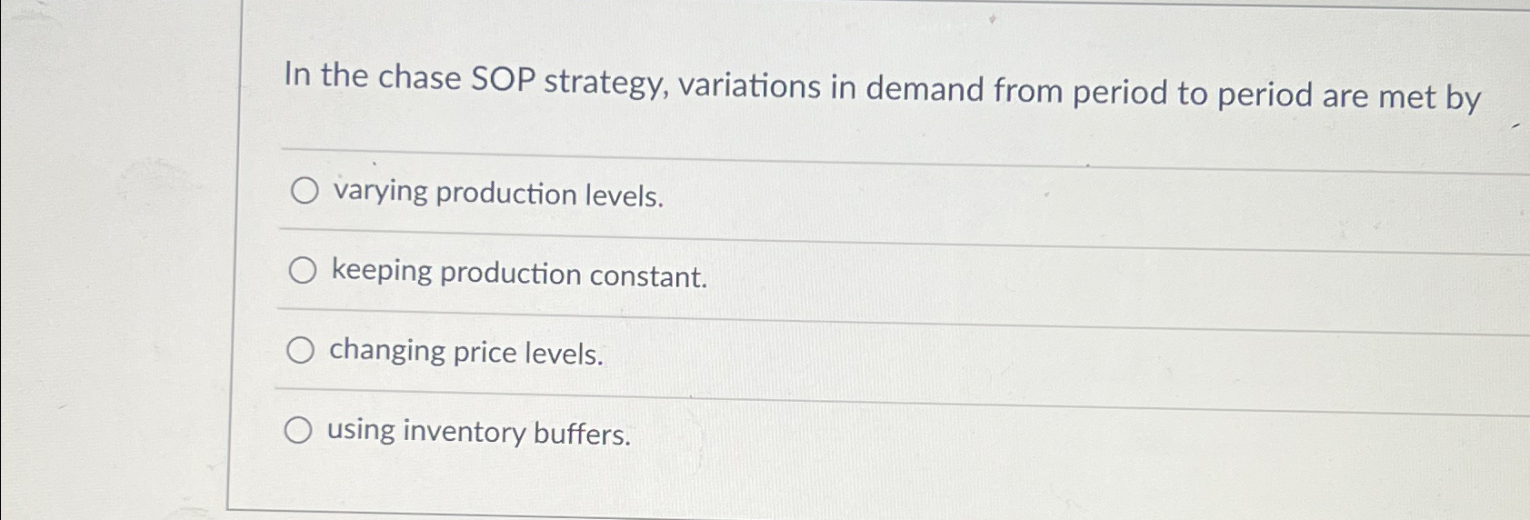 Solved In the chase SOP strategy, variations in demand from | Chegg.com