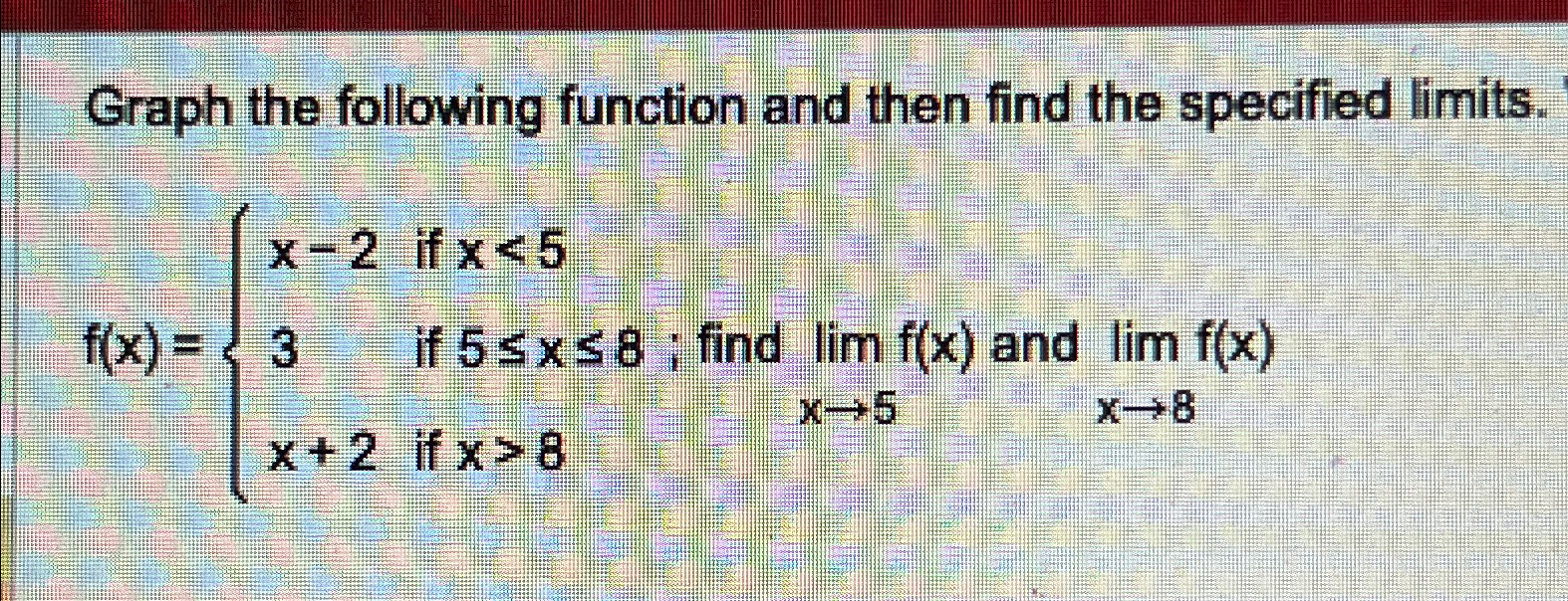 Solved Graph the following function and then find the | Chegg.com