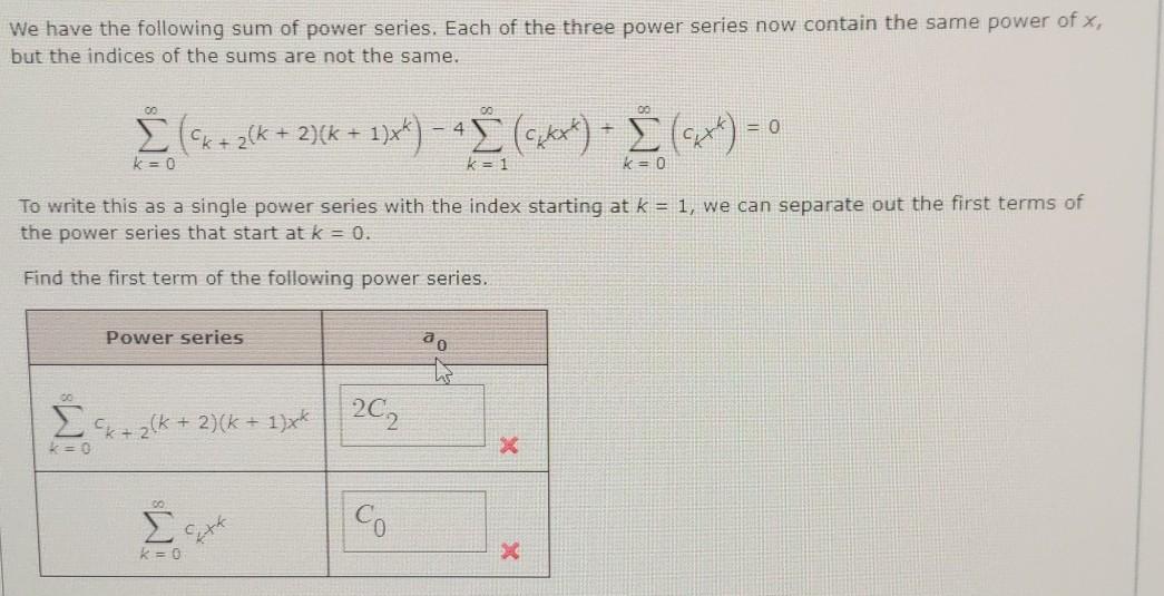 Solved We have the following sum of power series. Each of | Chegg.com