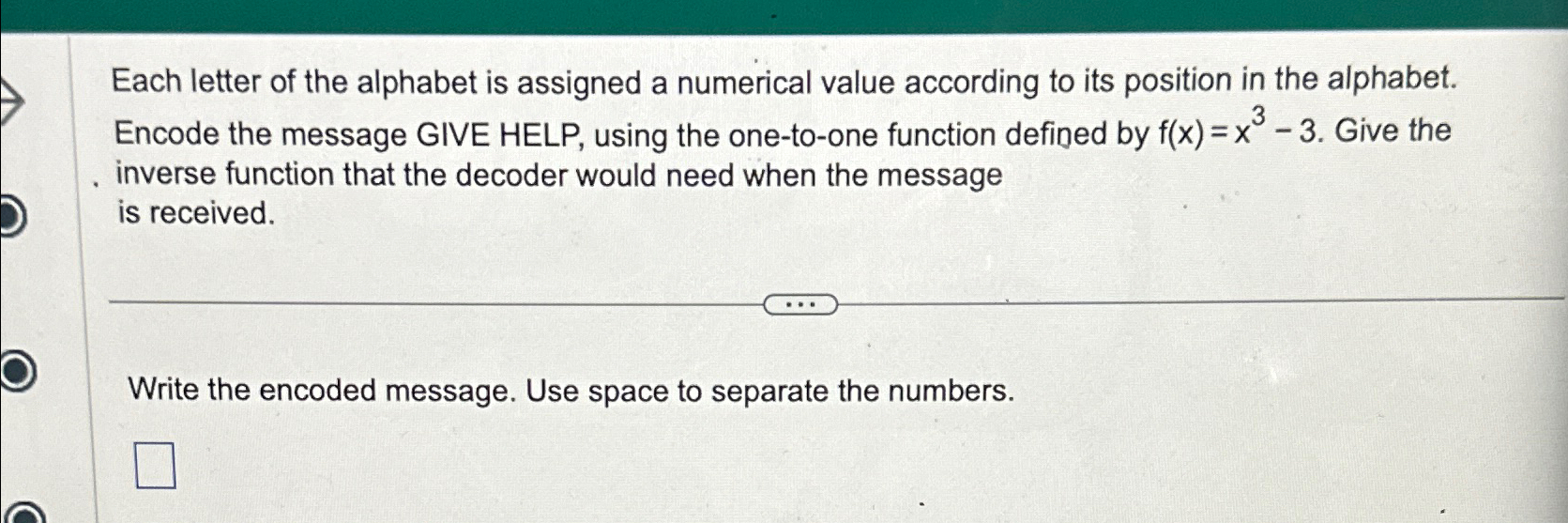 Solved Each letter of the alphabet is assigned a numerical | Chegg.com