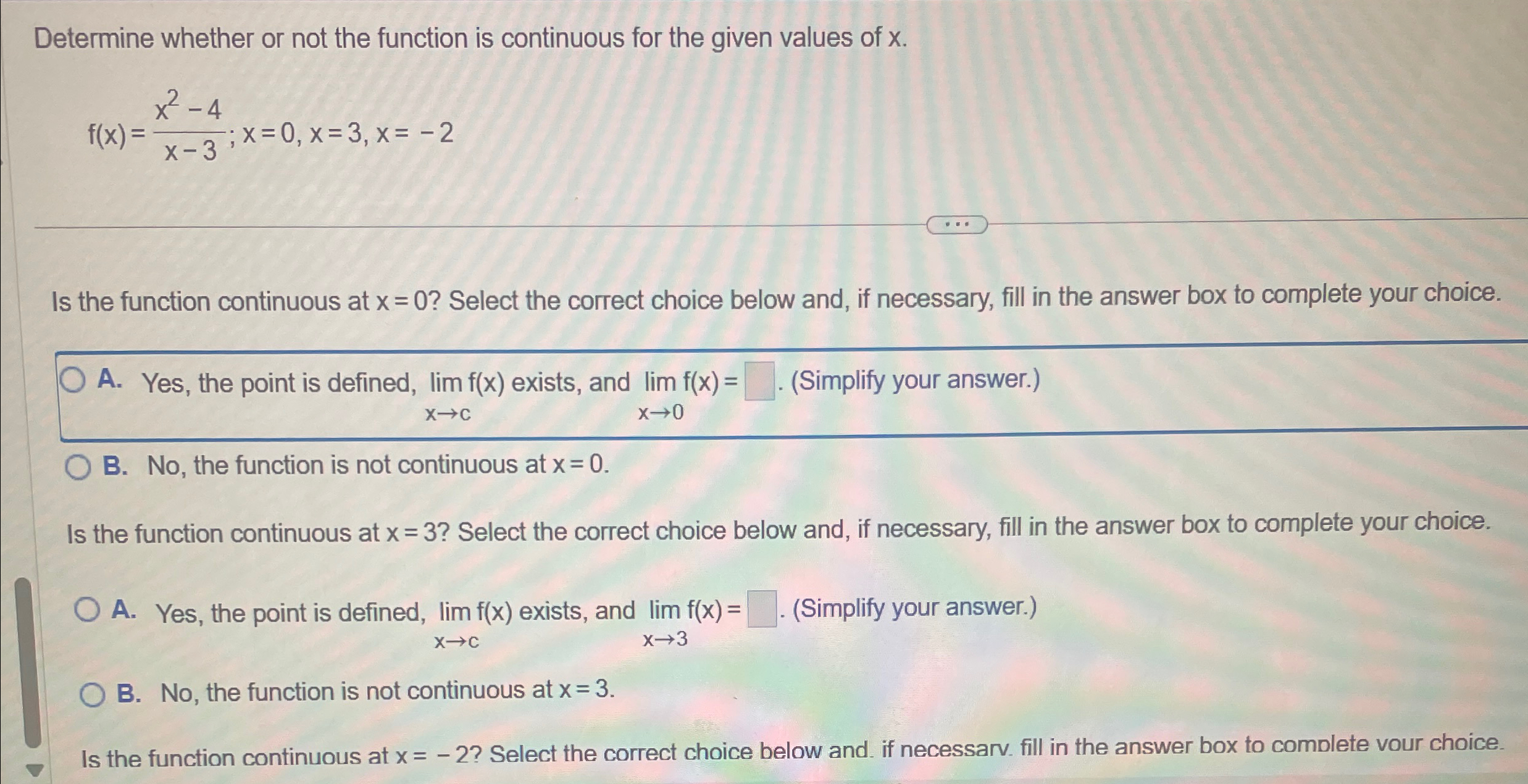 Solved Determine whether or not the function is continuous | Chegg.com