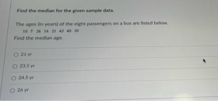 Solved Find the midrange for the given sample data. The | Chegg.com