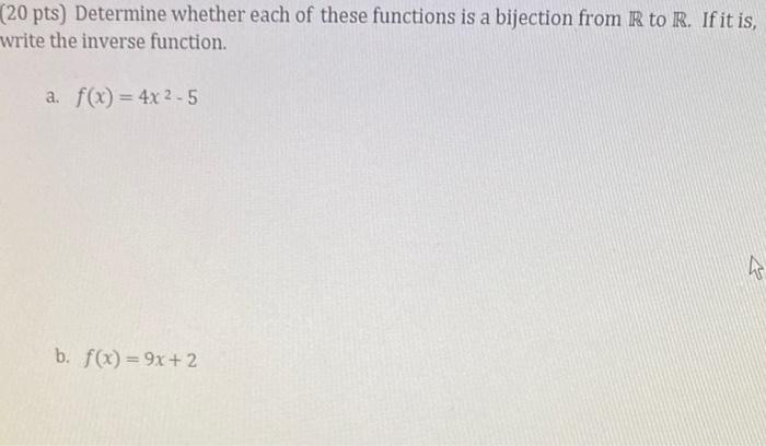 Solved 20pts ) Determine whether each of these functions is | Chegg.com