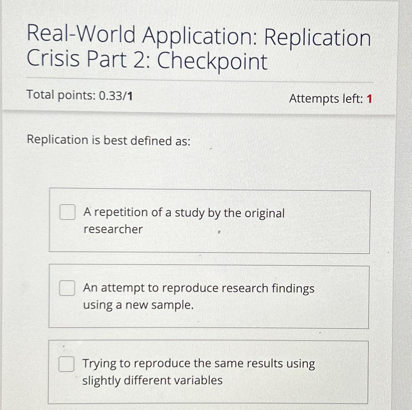 Solved Real-World Application: Replication Crisis Part 2: | Chegg.com