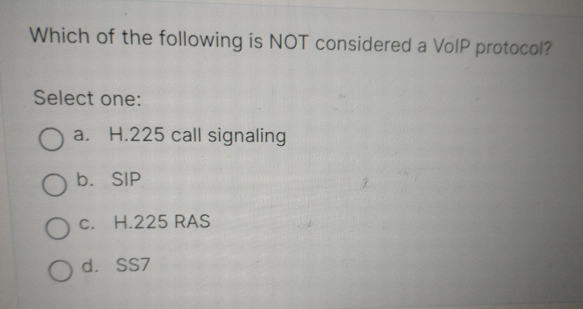 Solved Which of the following is NOT considered a VoIP | Chegg.com
