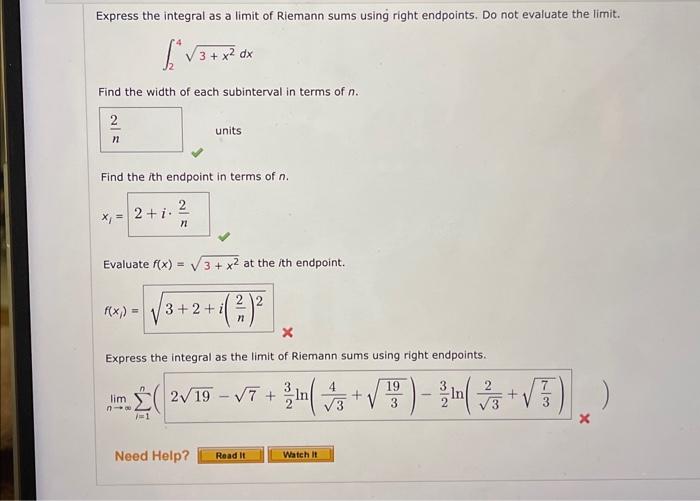 Solved Express the integral as a limit of Riemann sums using | Chegg.com