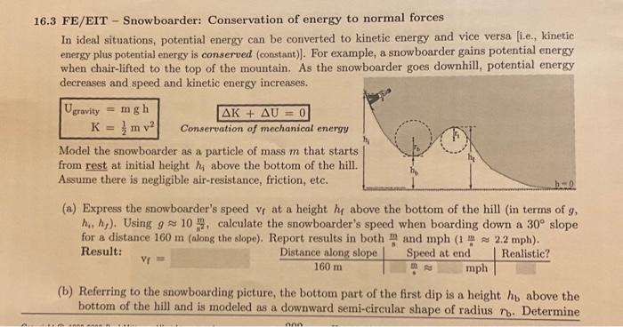 Solved 6.3 FE/EIT - Snowboarder: Conservation of energy to | Chegg.com