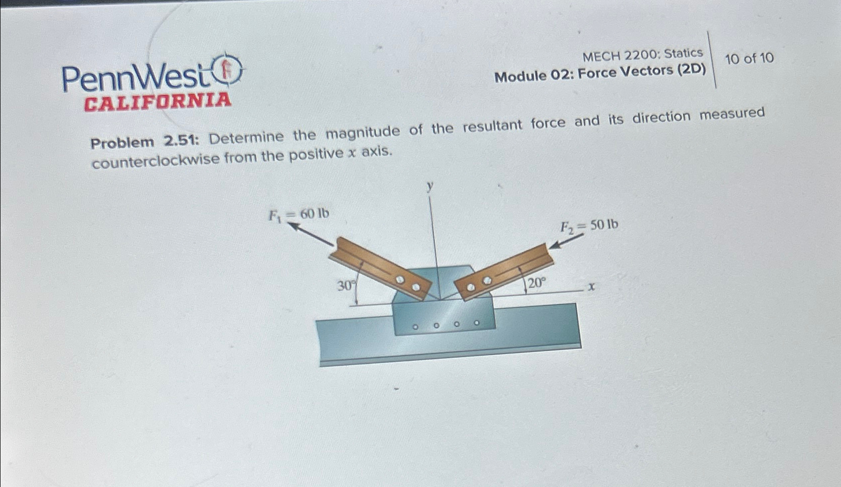 Solved PennWesi(P)MECH 2200: Statics10 ﻿of | Chegg.com