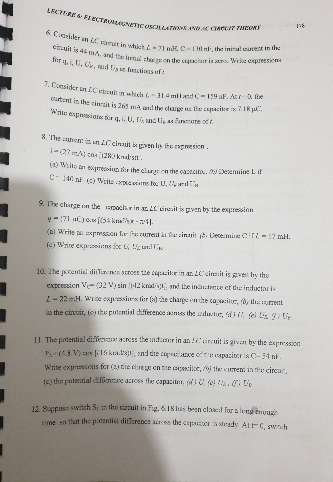 Solved LECTURE 6: ELECTROMAGNETIC OSCILLATIONS AND AC | Chegg.com