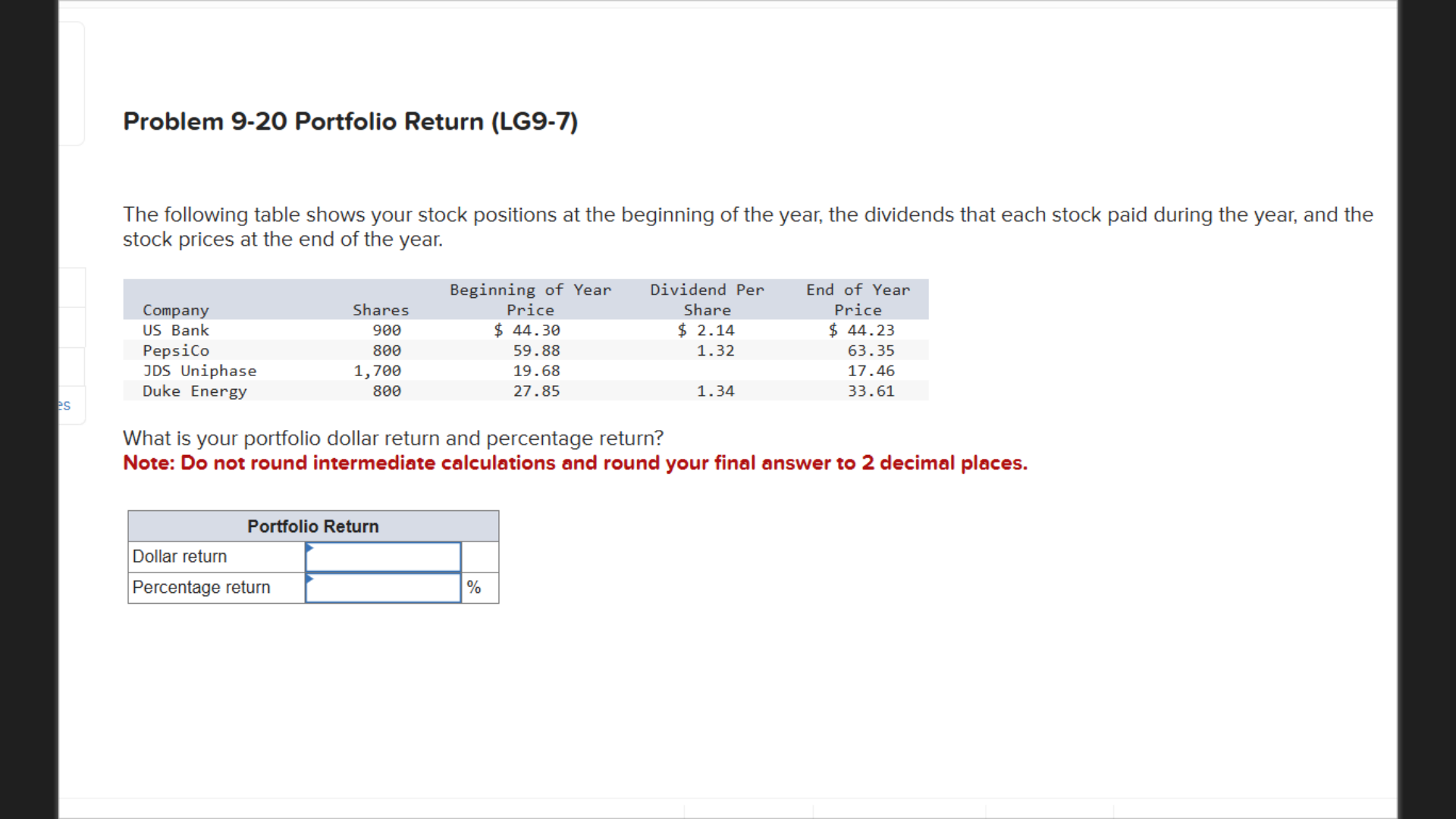 Solved Problem 9-20 ﻿Portfolio Return (LG9-7)The following | Chegg.com