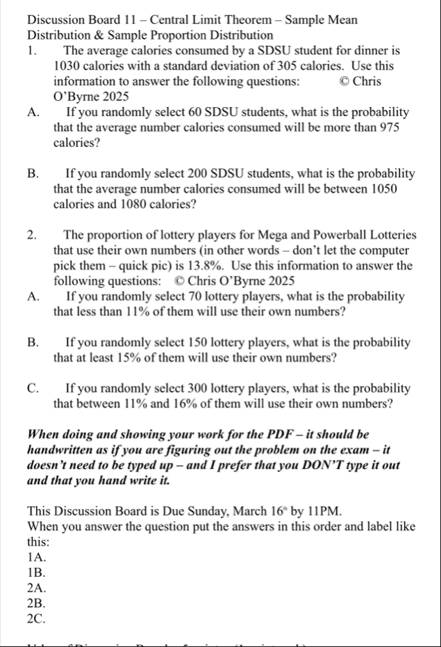 Solved Discussion BoarDiscussion Board 11 - ﻿Central Limit | Chegg.com