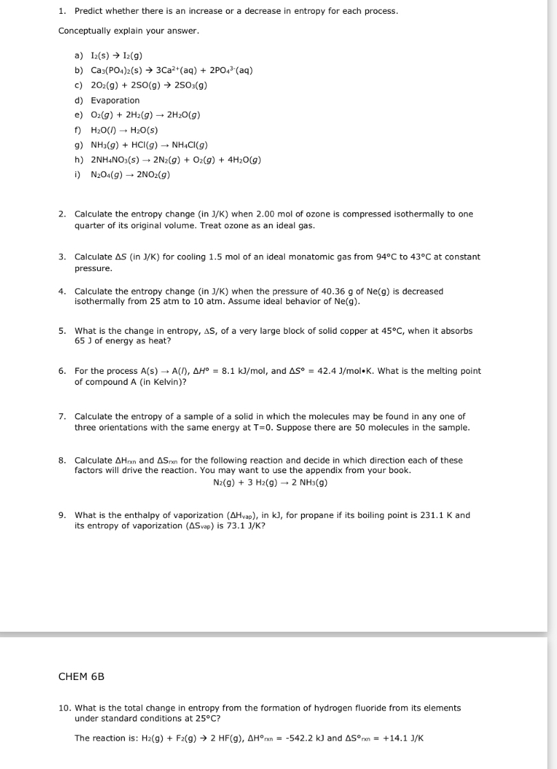 Solved Predict whether there is an increase or a decrease in | Chegg.com