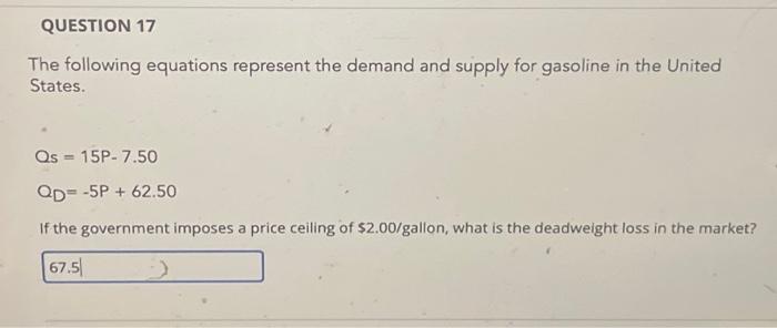 Solved The following equations represent the demand and | Chegg.com