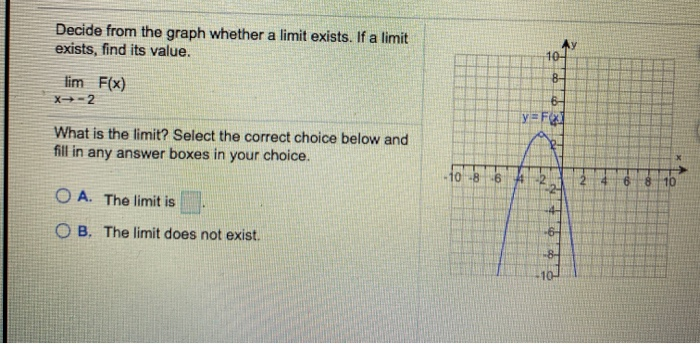 Solved Decide from the graph whether a limit exists. If a | Chegg.com