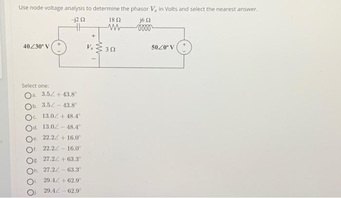 Solved Use node voltage analysis to determine the phasor V | Chegg.com