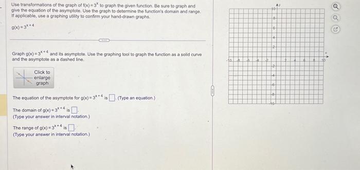 Solved Use transformations of the graph of f(x)=3x to graph | Chegg.com