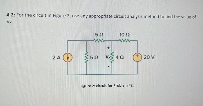Solved 4-2: For the circuit in Figure 2, use any appropriate | Chegg.com