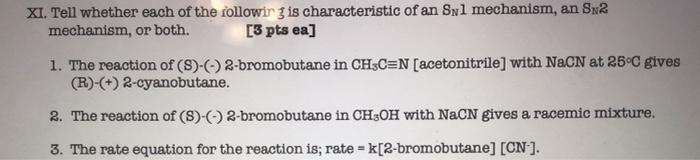 Solved XI. Tell whether each of the following is | Chegg.com