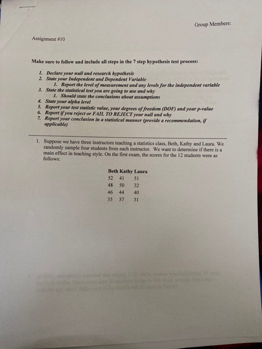 Solved Group Members: Assignment #10 Make sure to follow and | Chegg.com