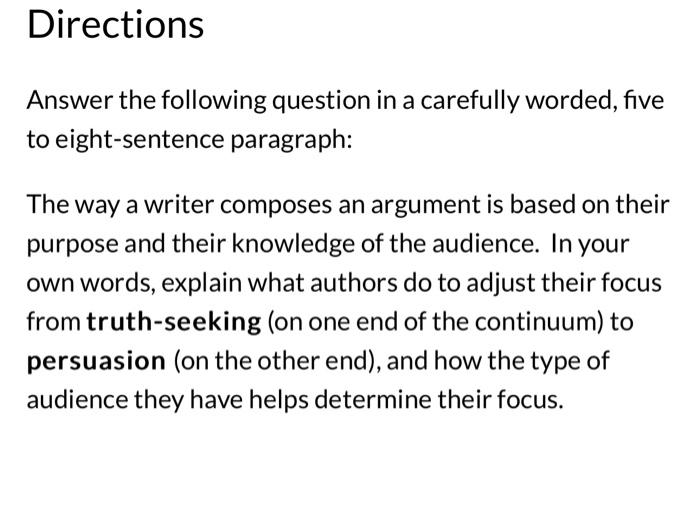 Argument Combines Truth Seeking and Persuasion In | Chegg.com
