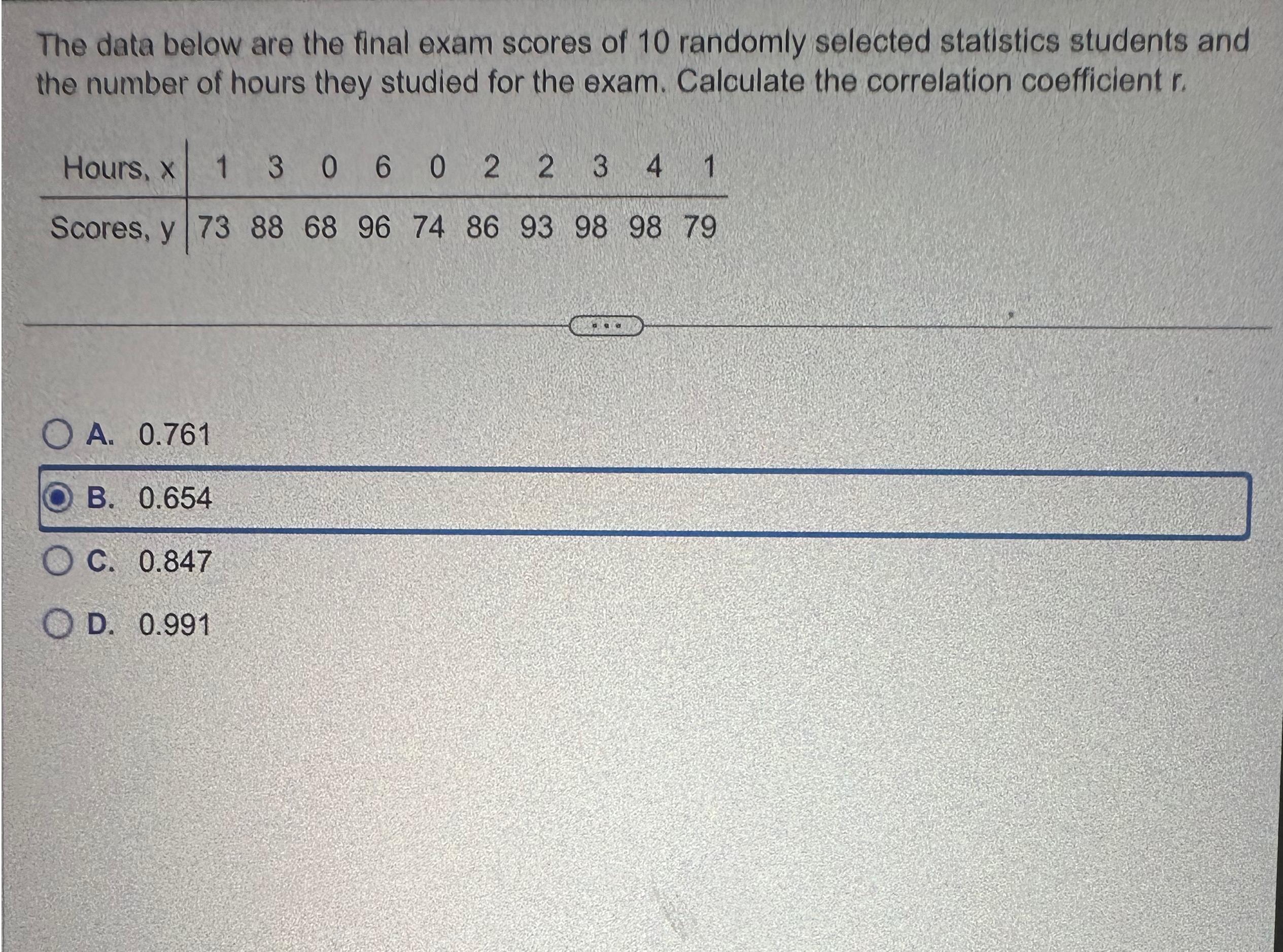 Solved The data below are the final exam scores of 10 | Chegg.com