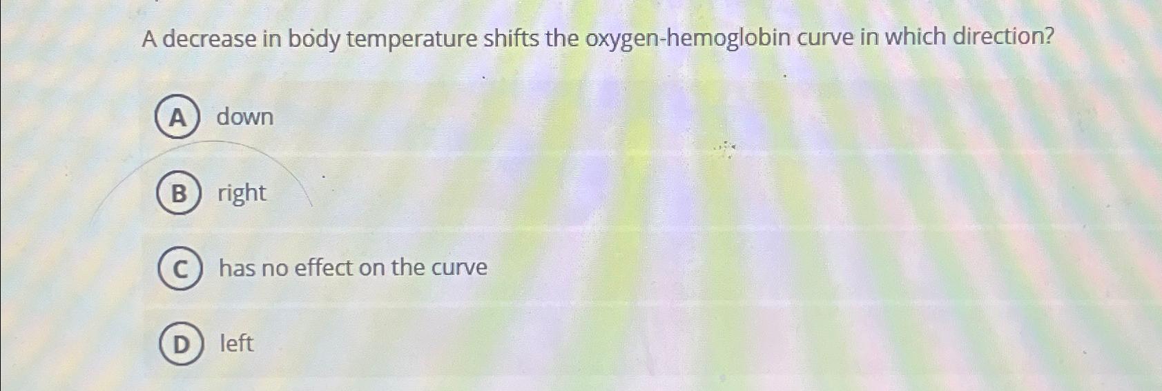 Solved A decrease in body temperature shifts the | Chegg.com