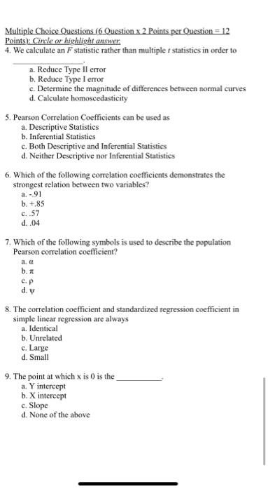 Solved Multiple Choice Questions (6 Question x 2 Points per | Chegg.com