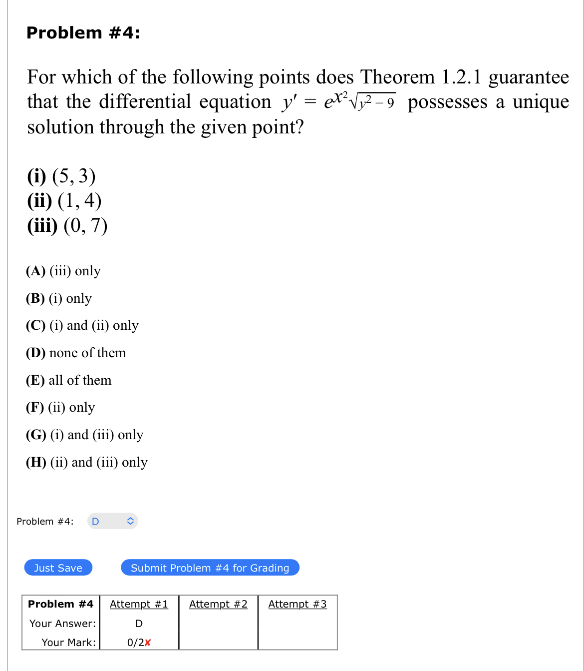 Solved Problem #4:For which of the following points does | Chegg.com