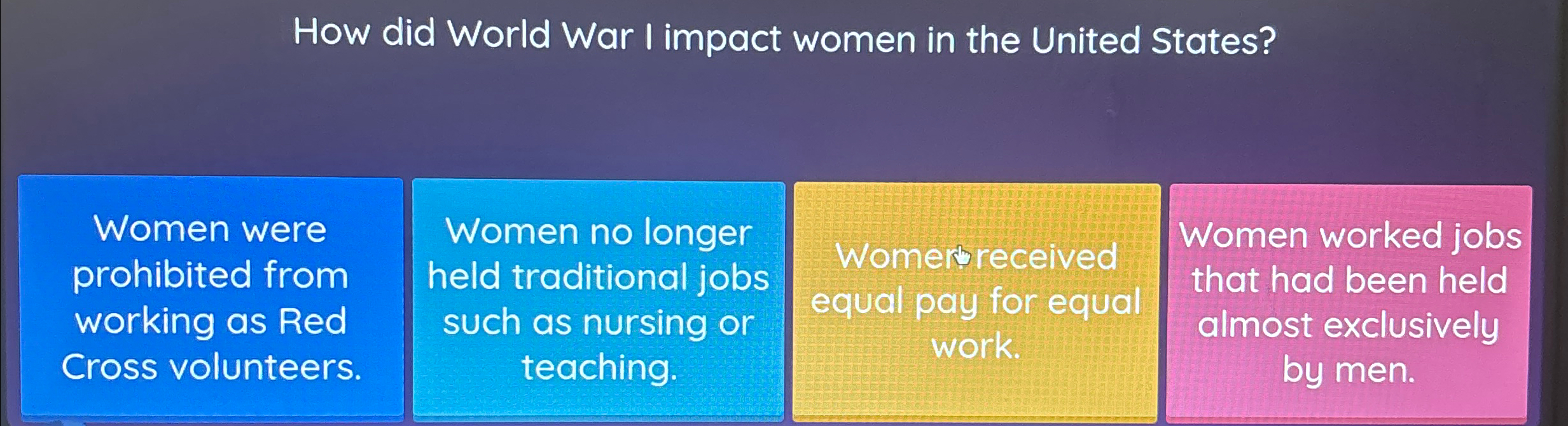 Solved How did World War I impact women in the United | Chegg.com