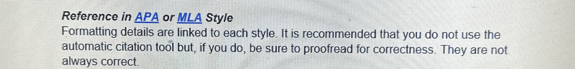 Solved Reference in APA or MLA StyleFor the book Our | Chegg.com