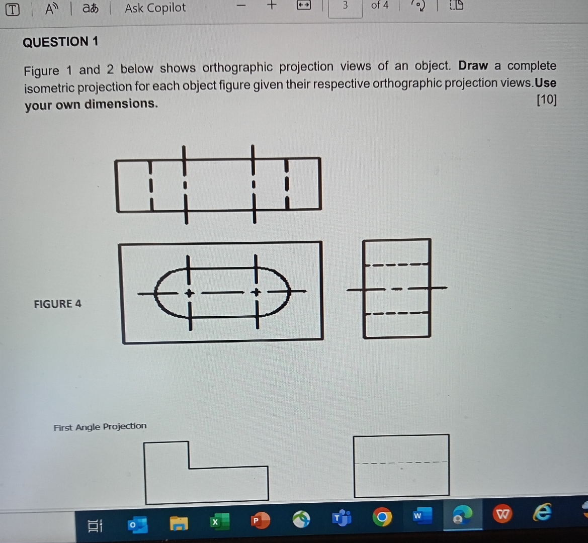 Solved QUESTION 1Figure 1 ﻿and 2 ﻿below shows orthographic | Chegg.com