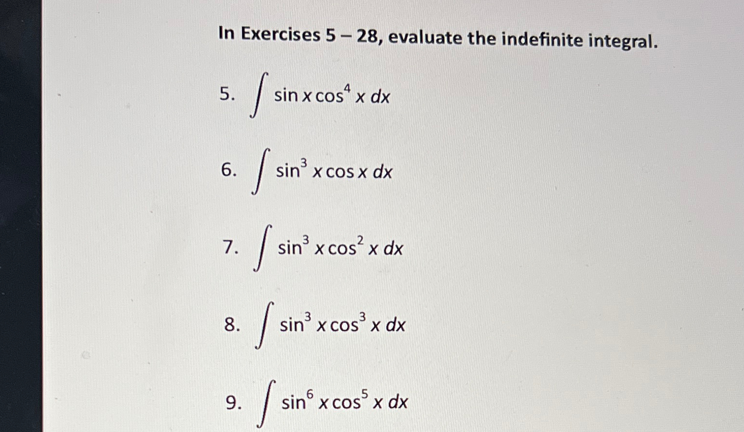 Solved In Exercises 5 - 28, ﻿evaluate the indefinite | Chegg.com