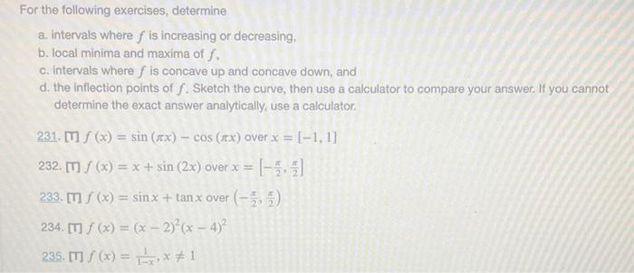 Solved For the following exercises, determine a. intervals | Chegg.com