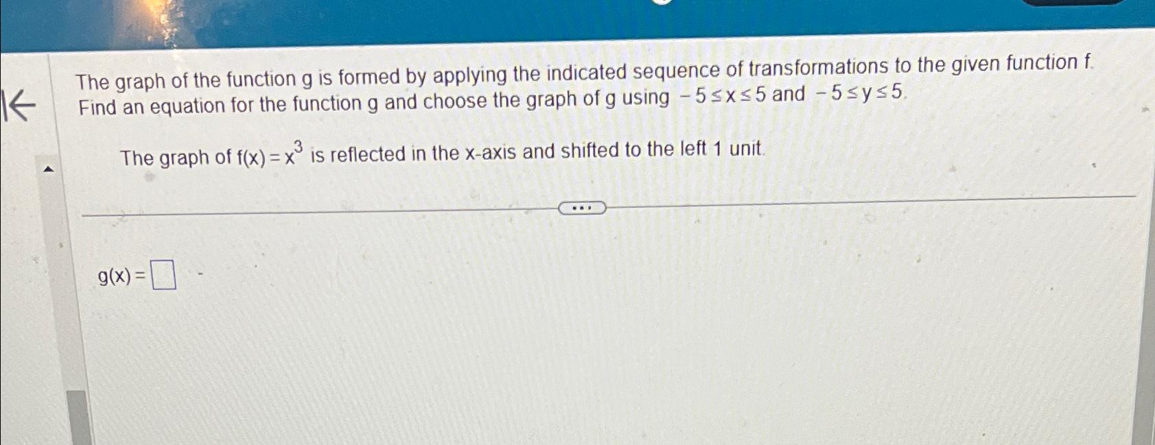 Solved The graph of the function g ﻿is formed by applying | Chegg.com