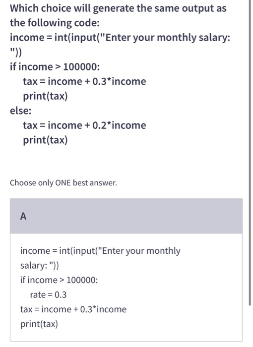 Solved Which choice will generate the same output as the | Chegg.com