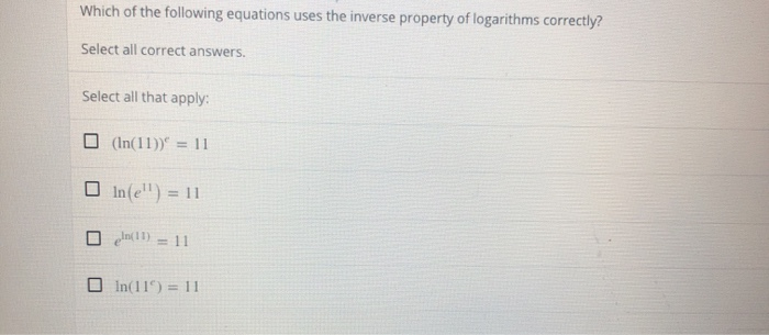 Solved Which of the following equations uses the inverse | Chegg.com