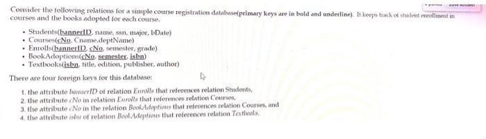 Solved Consider the following database. Relation Schemas: | Chegg.com
