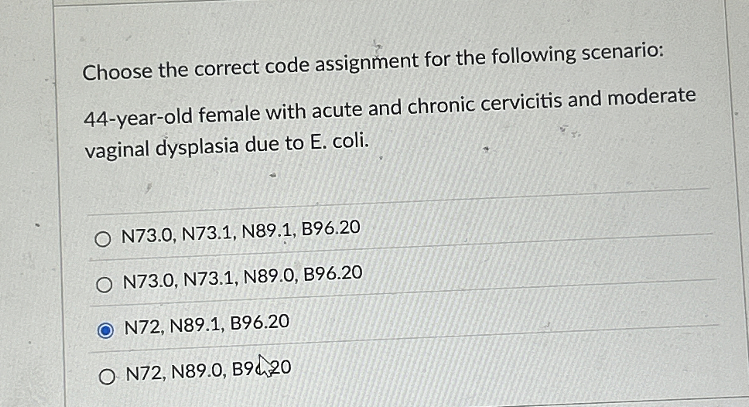 Solved Choose the correct code assignment for the following | Chegg.com