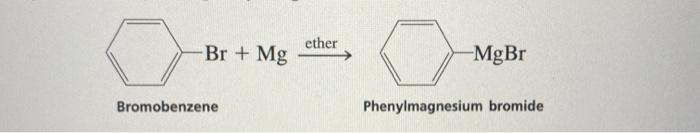 Solved ether o Br + Mg MgBr Bromobenzene Phenylmagnesium | Chegg.com