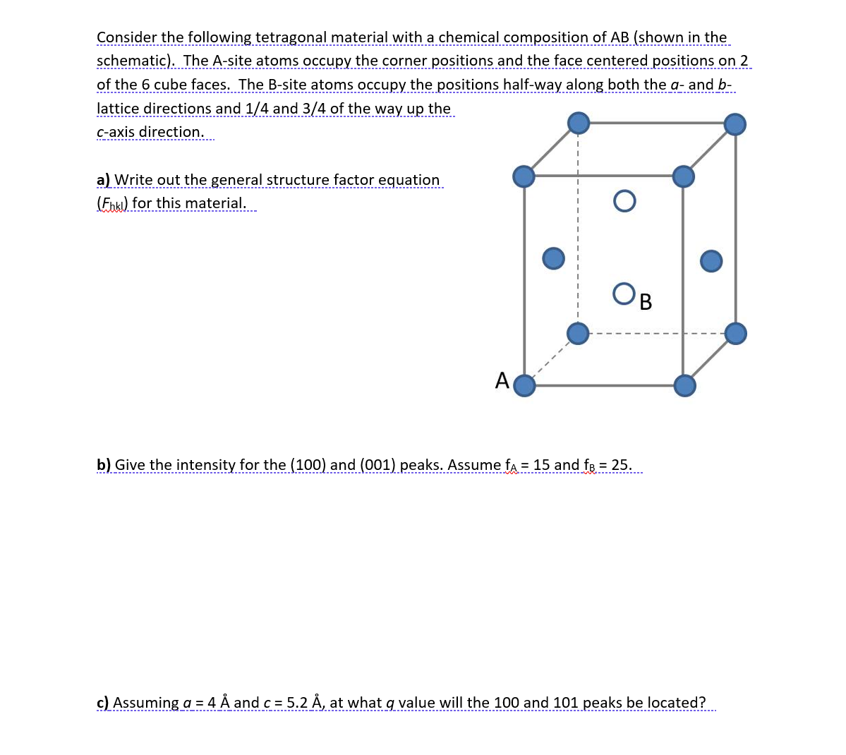 Solved Consider the following tetragonal material with a | Chegg.com