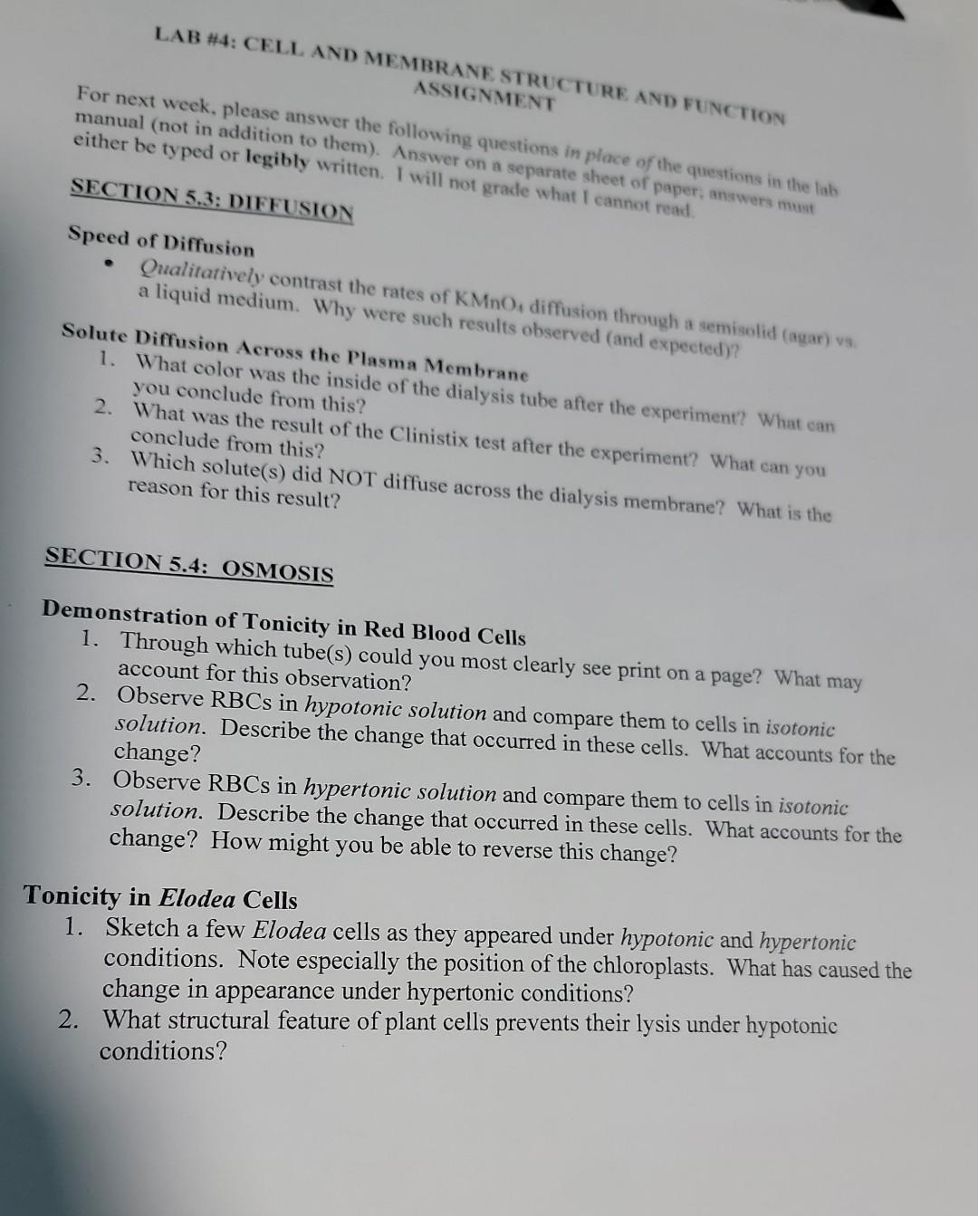 Solved Demonstration of Tonicity in Red Blood Cells 1. | Chegg.com