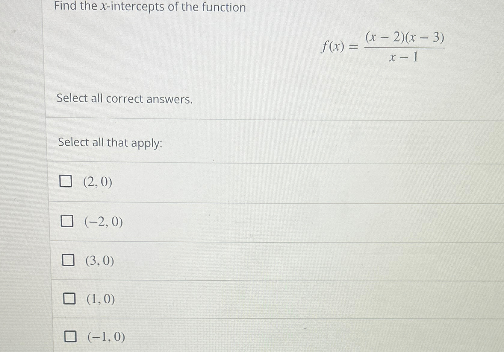 Solved Find the x-intercepts of the | Chegg.com