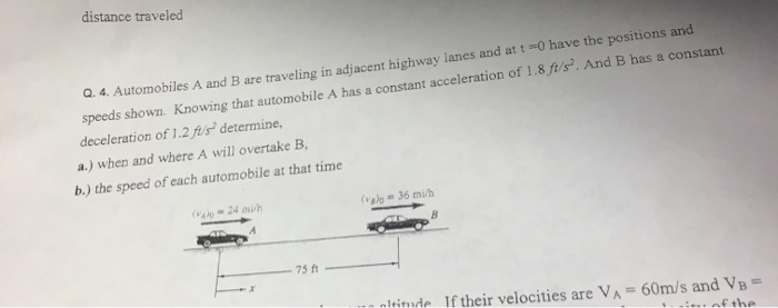 Solved distance traveled traveling in adjacent highway lanes | Chegg.com