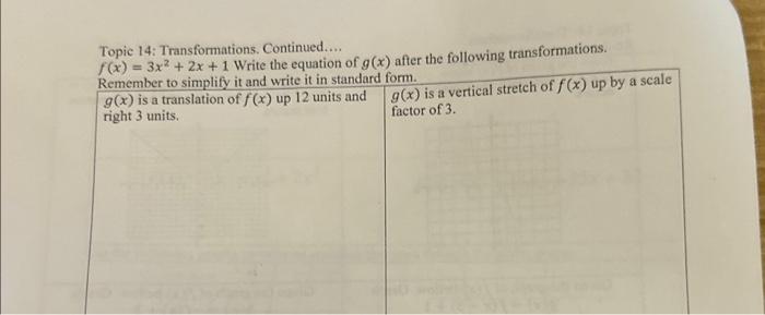 Solved Topic 14: Transformations. Continued.... | Chegg.com