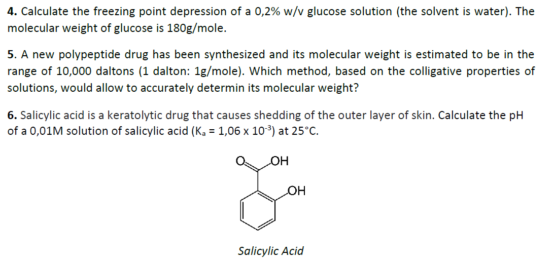 Solved 4. ﻿Calculate the freezing point depression of a | Chegg.com