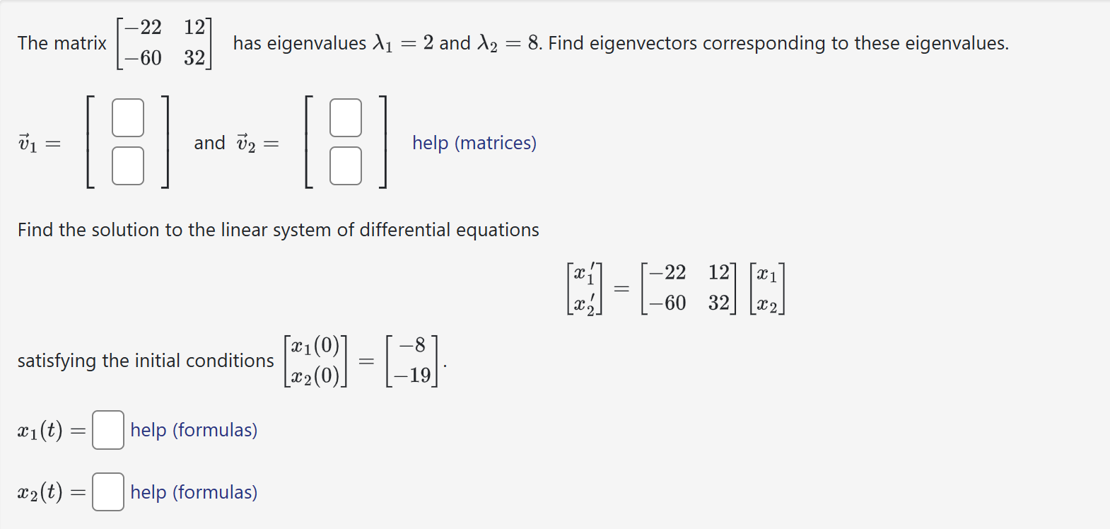 Solved The matrix [-2212-6032] ﻿has eigenvalues λ1=2 ﻿and | Chegg.com