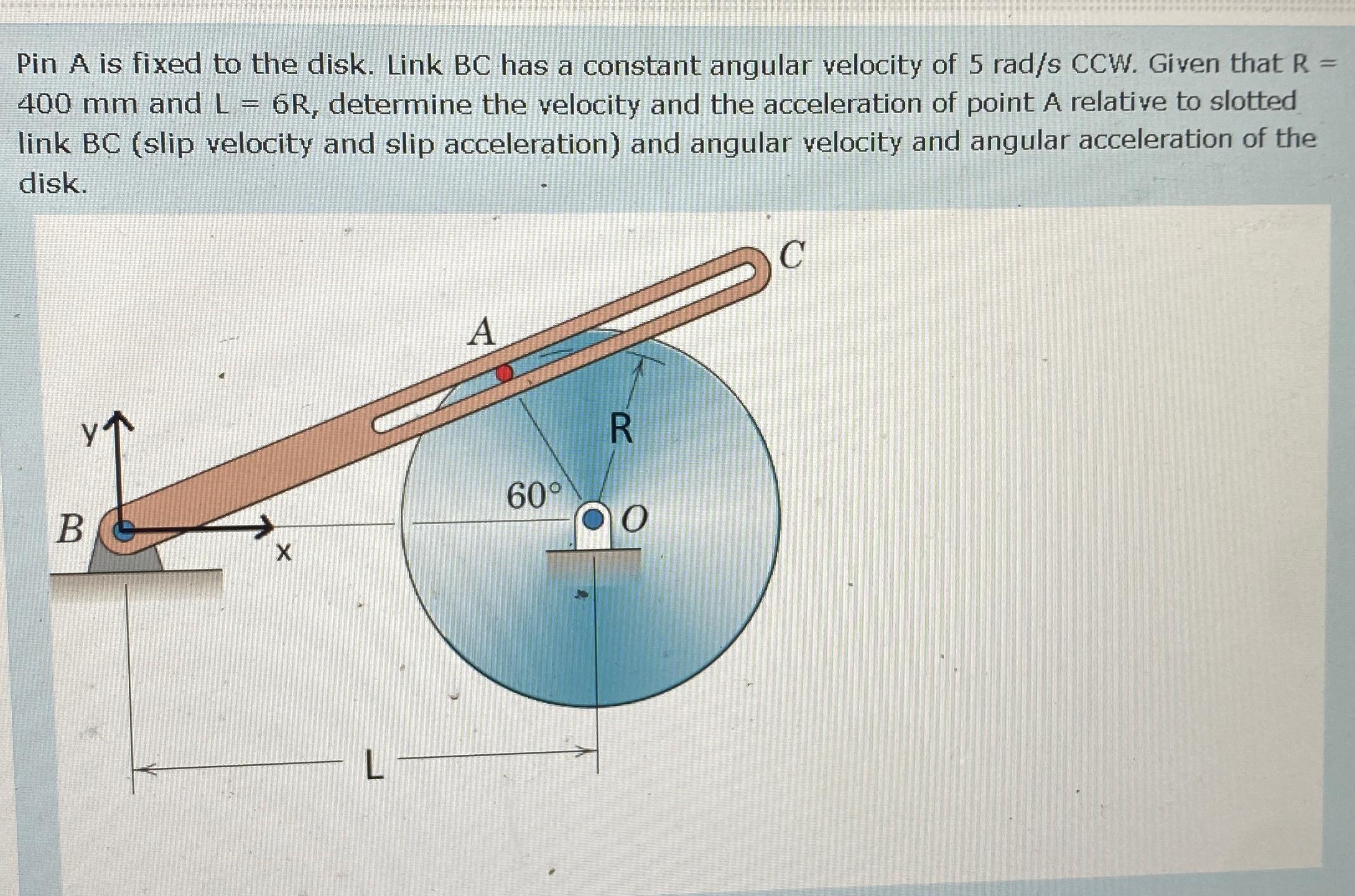 Solved Pin A ﻿is fixed to the disk. Link BC ﻿has a constant | Chegg.com
