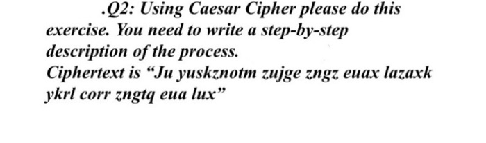 Solved .Q2: Using Caesar Cipher please do this exercise. You | Chegg.com