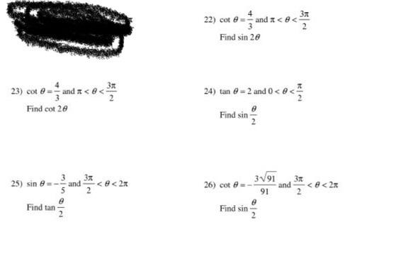 answer each use a double angle or half angle identity | Chegg.com