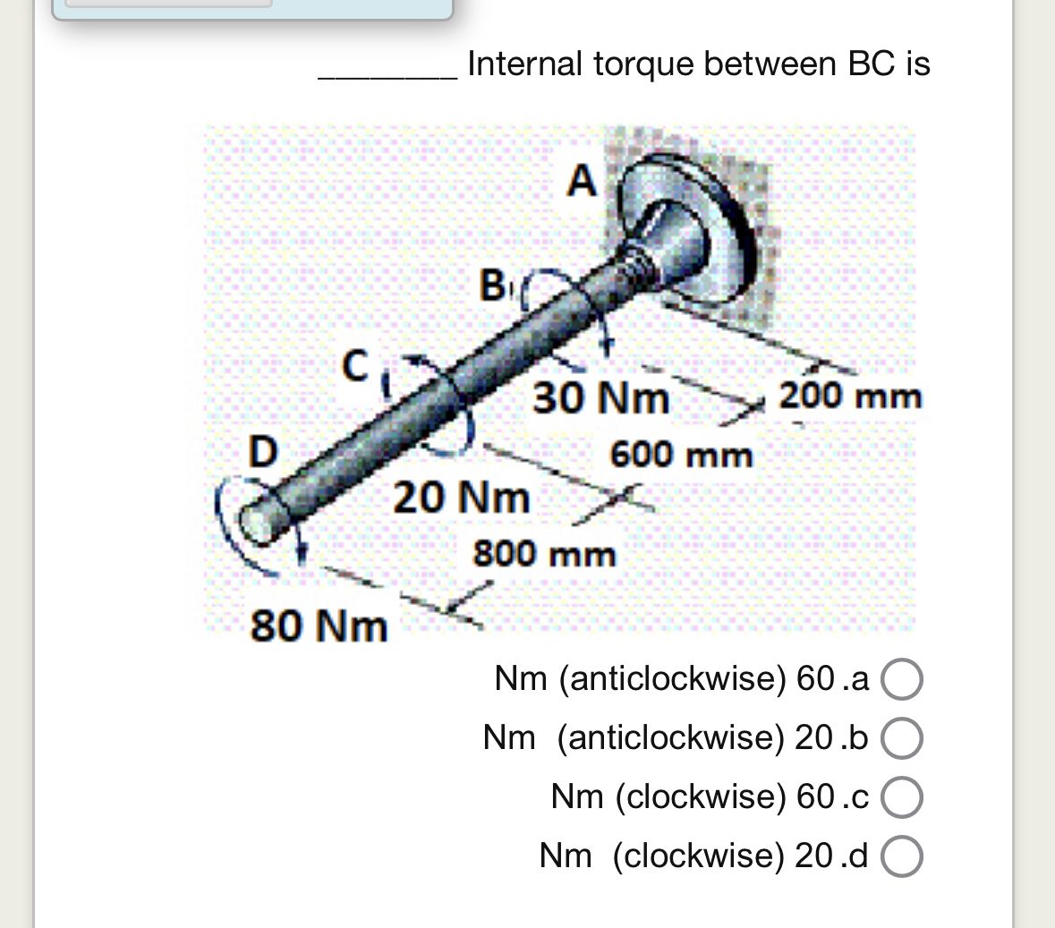 Solved Internal torque between BC | Chegg.com